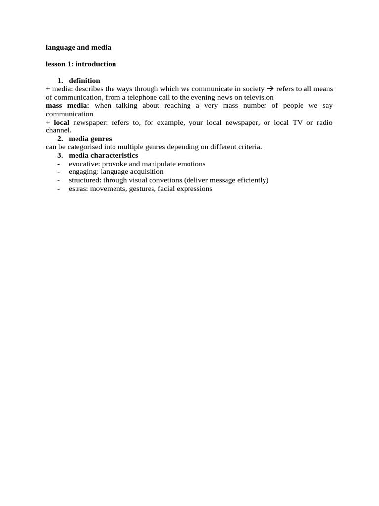 Language and Media | PDF