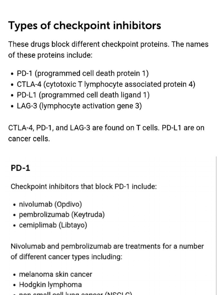 Checkpoint Inhibitors | PDF