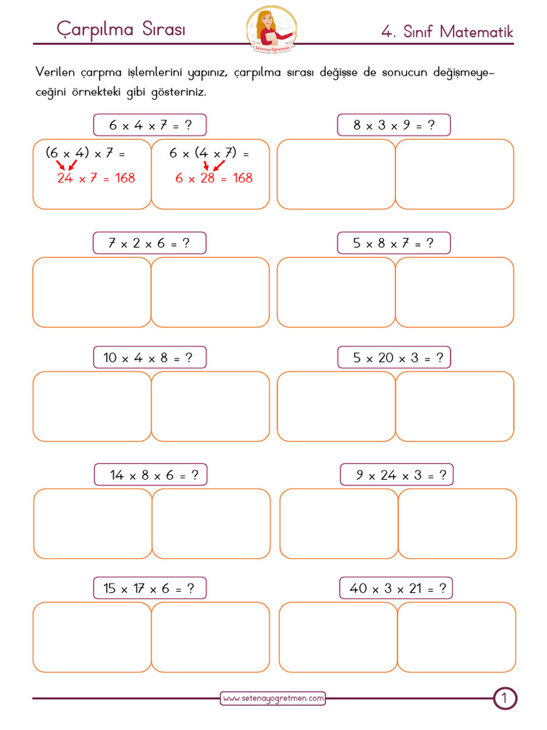 Sinif Carpma Islemi Carpilma Sirasi Parantezli Islemler | PDF