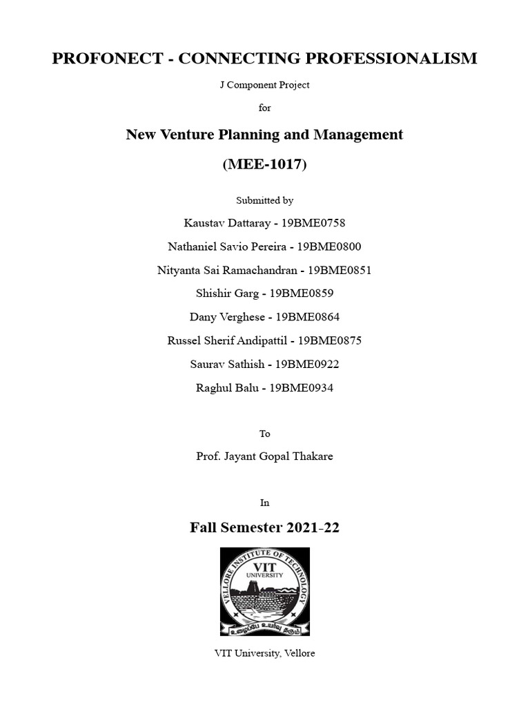 NVP Project Report Team 2 | PDF | Startup Company | Small Business & Entrepreneurs
