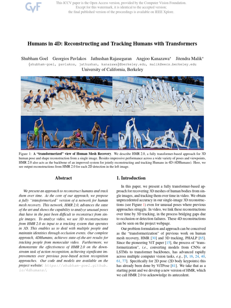 Goel Humans in 4D Reconstructing and Tracking Humans With Transformers ...