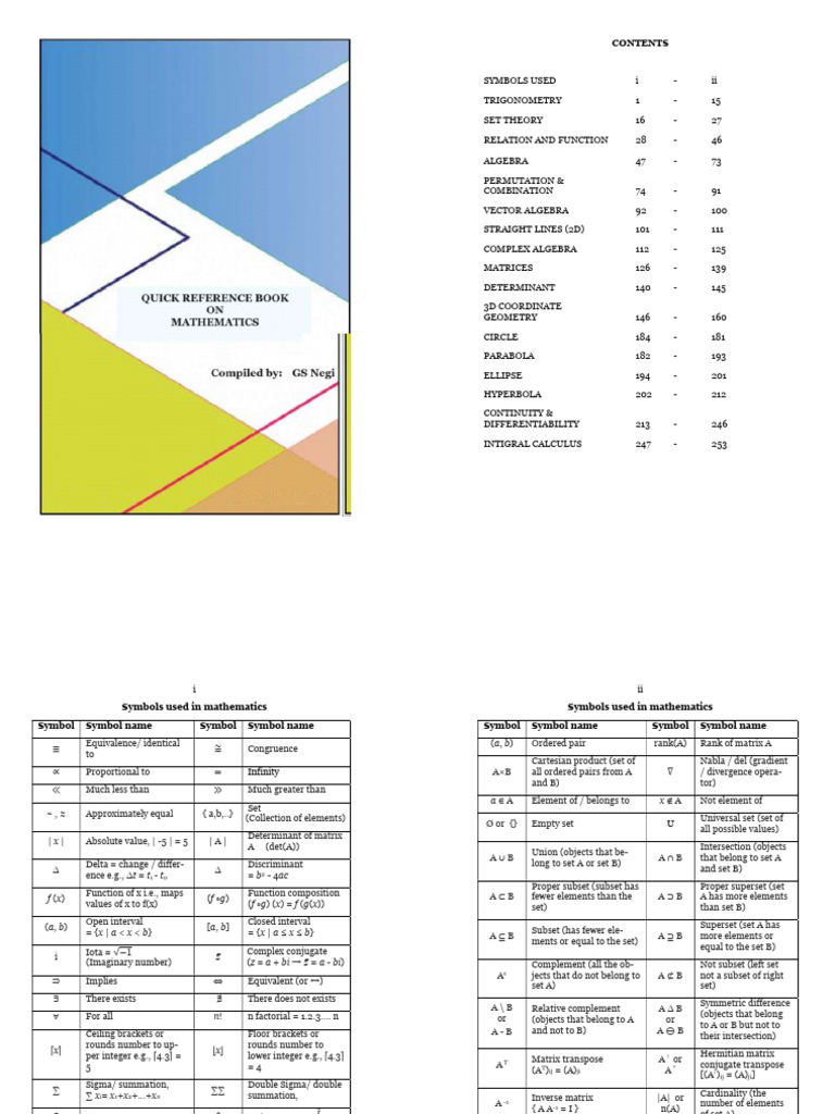 Quick reference book on mathematics | PDF | Determinant | Matrix (Mathematics)