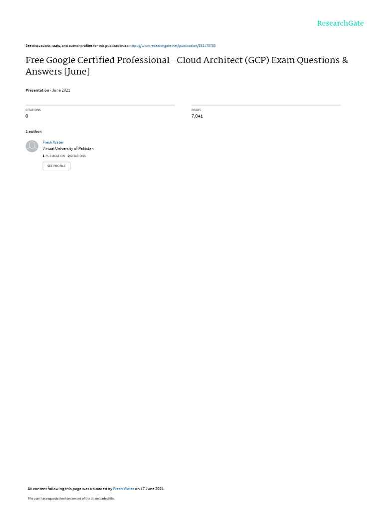 Free Professional Cloud Architect Exam Questions | PDF | Cloud Computing | Information Technology