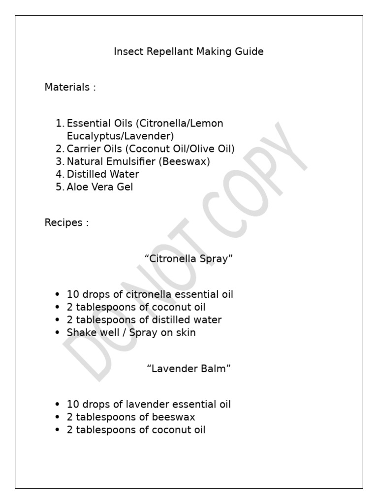 Insect Repellant Making Guide | PDF