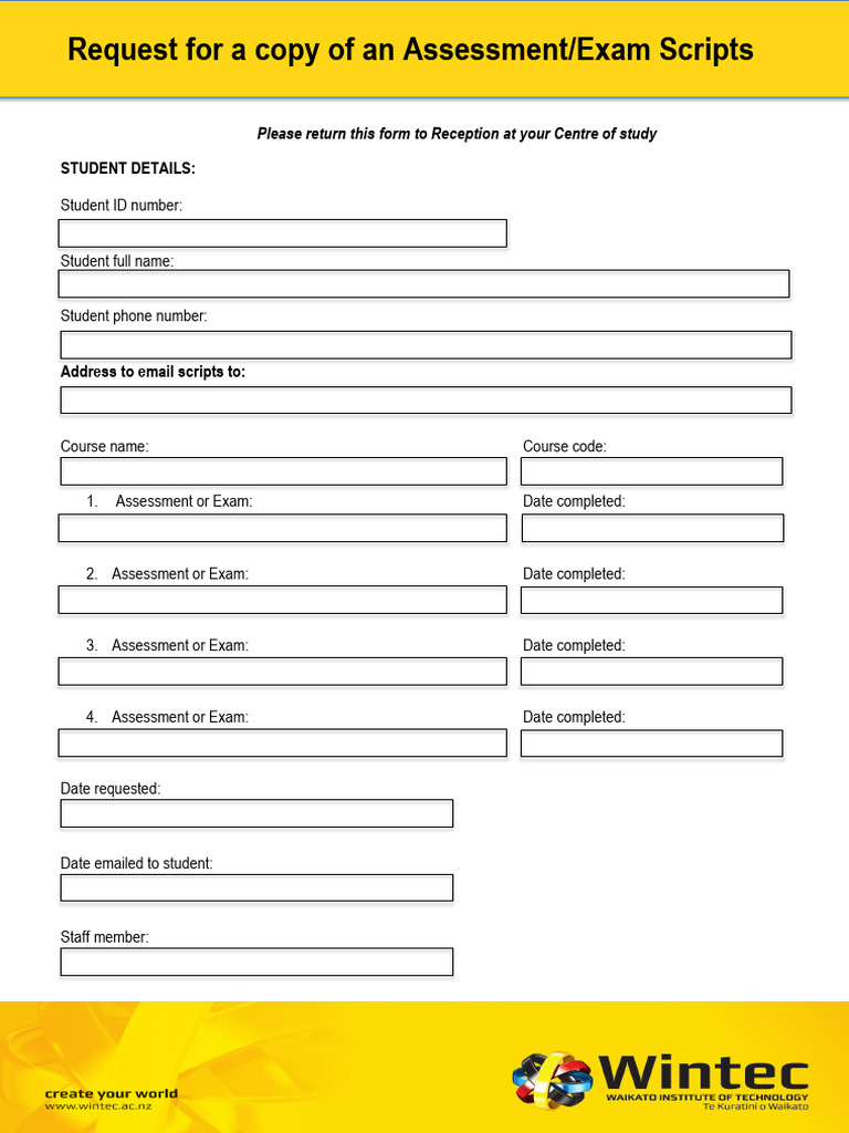 Request For A Copy of An Assessment Exam Script | PDF