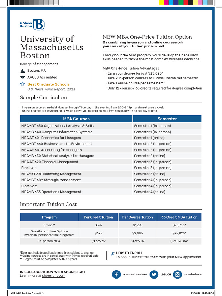 MBA Tuition Options at UMass Boston | PDF | Master Of Business ...