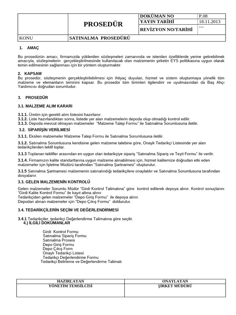 PR.08 Satinalma Proseduru | PDF