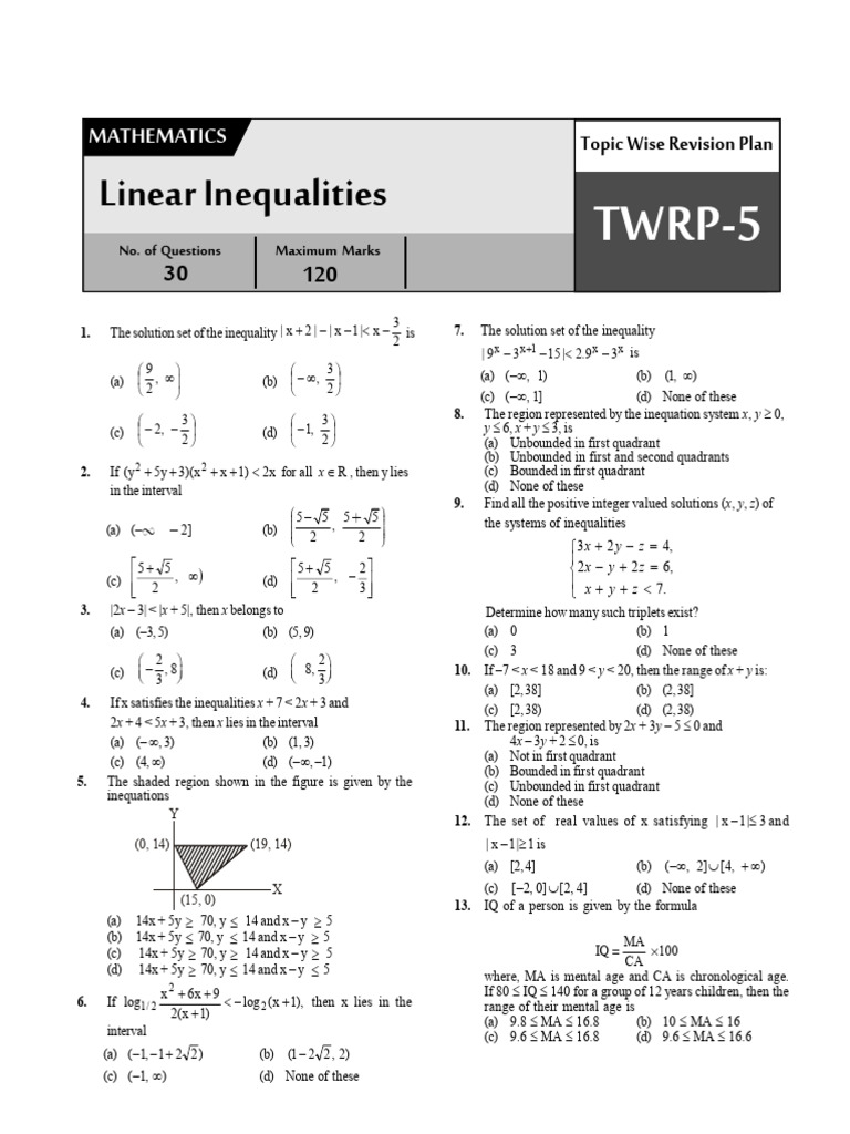 Mathematics Revision Plan: Inequalities | PDF | Mathematical Concepts ...