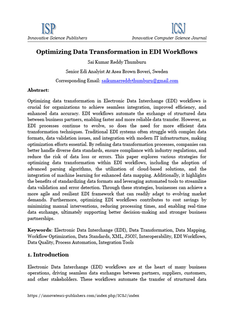 Optimizing Data Transformation in EDI Workflows | PDF | Electronic Data Interchange | Json