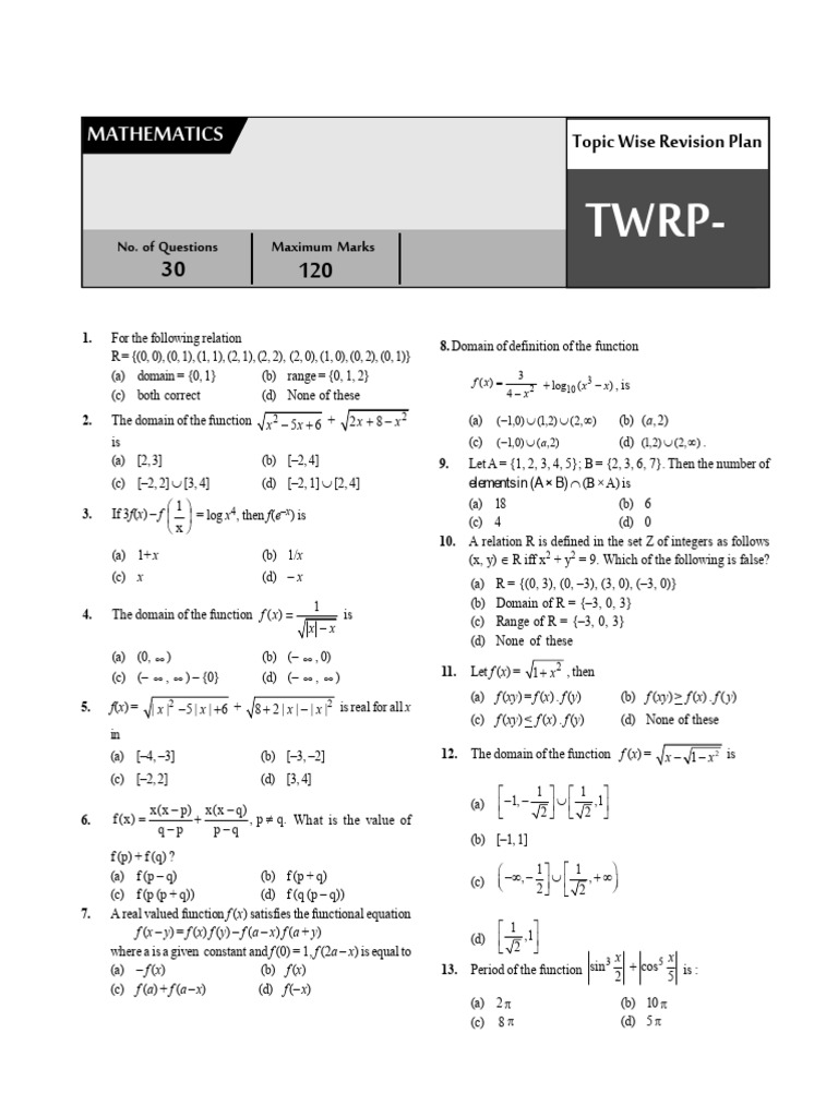 TWRP-2_Relations,Functions | PDF | Mathematics | Mathematical Analysis TWRP-2_Relations,Functions | PDF | Mathematics | Mathematical Analysis
