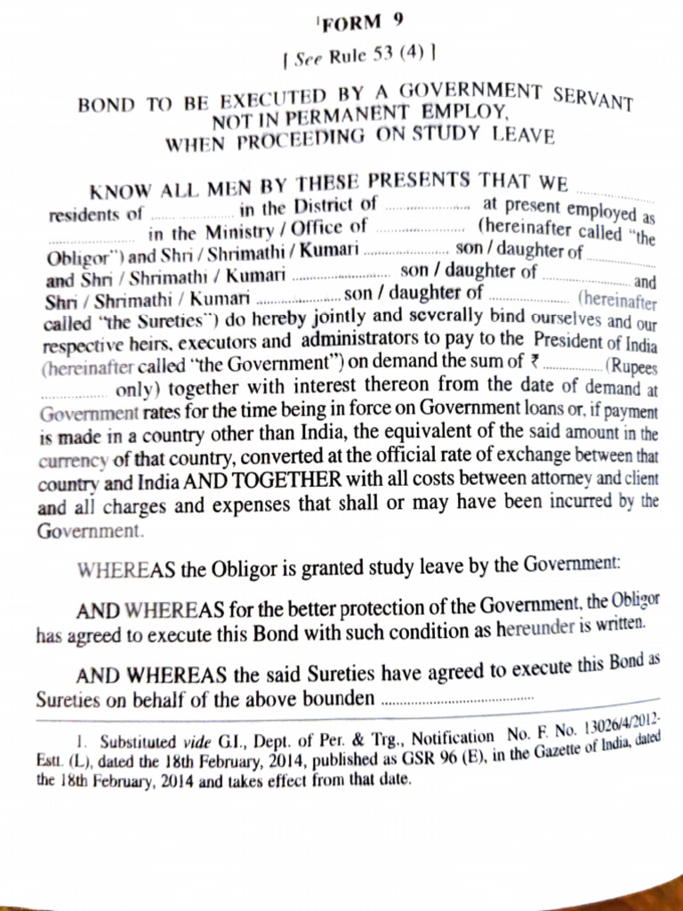 Study Leave Bond for Govt. Employees | PDF | Surety | Bonds (Finance)