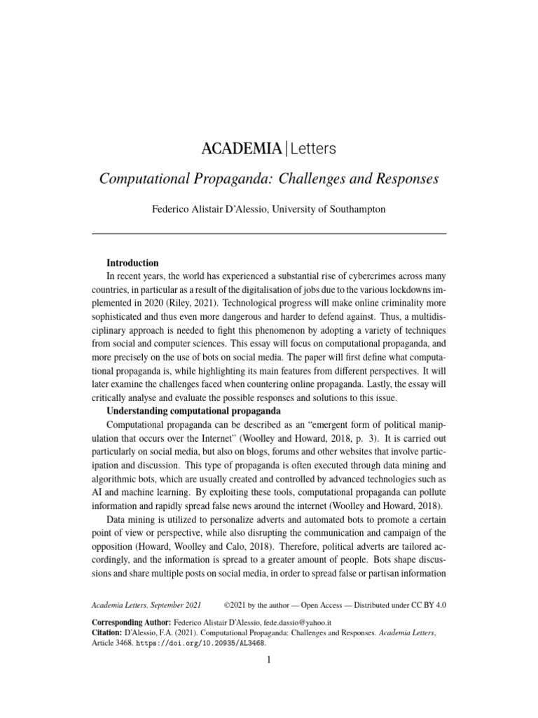 Computational Propaganda Challenges and | PDF | Social Media | Popular ...