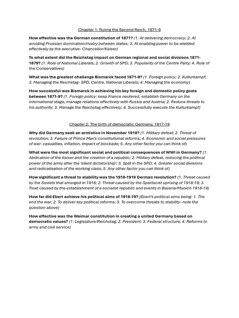 Germany CHPT 1-2 Qs | PDF