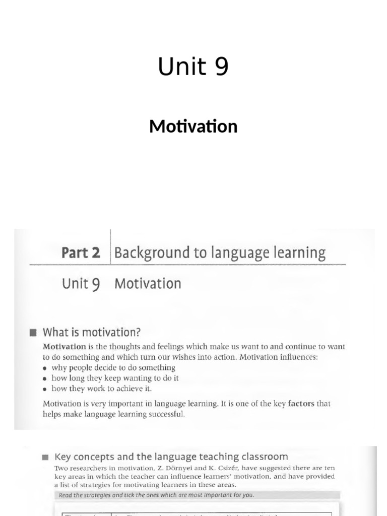 Unit 9 Motivation | PDF