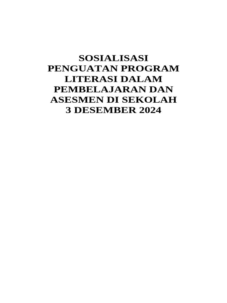 Ringkasan Program Literasi Dalam Pembelajaran Dan Asesmen Di Sekolah | PDF