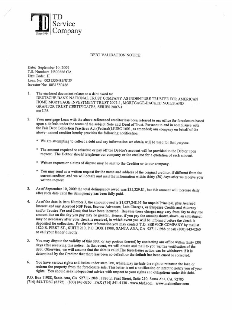 Debt Validation Notice | PDF