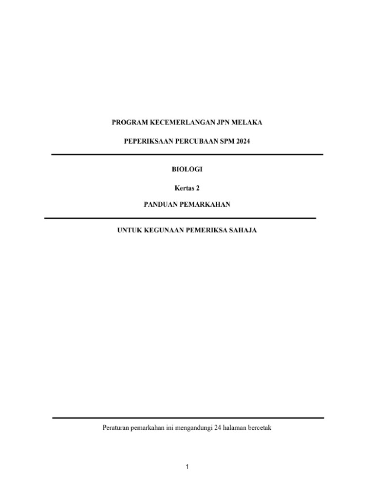 Trial Skema K2 Biologi SPM 2024 - Melaka | PDF