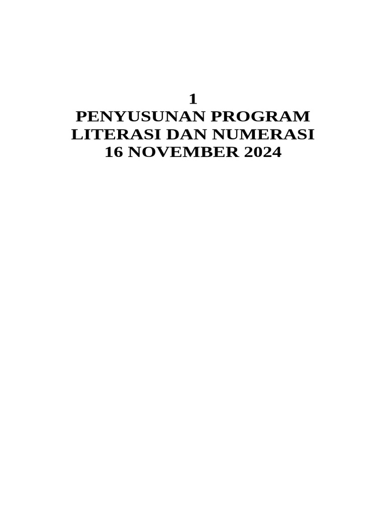 Ringkasan Penyusunan Program Literasi Dan Numerasi | PDF
