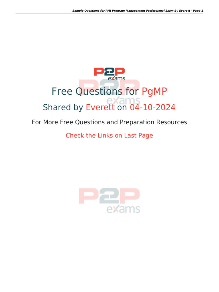 Sample Questions For Pmi Program Management Professional Exam by ...
