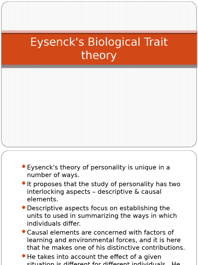 Eyesenck's Biological Trait Theory | PDF | Extraversion And Introversion | Neurosis