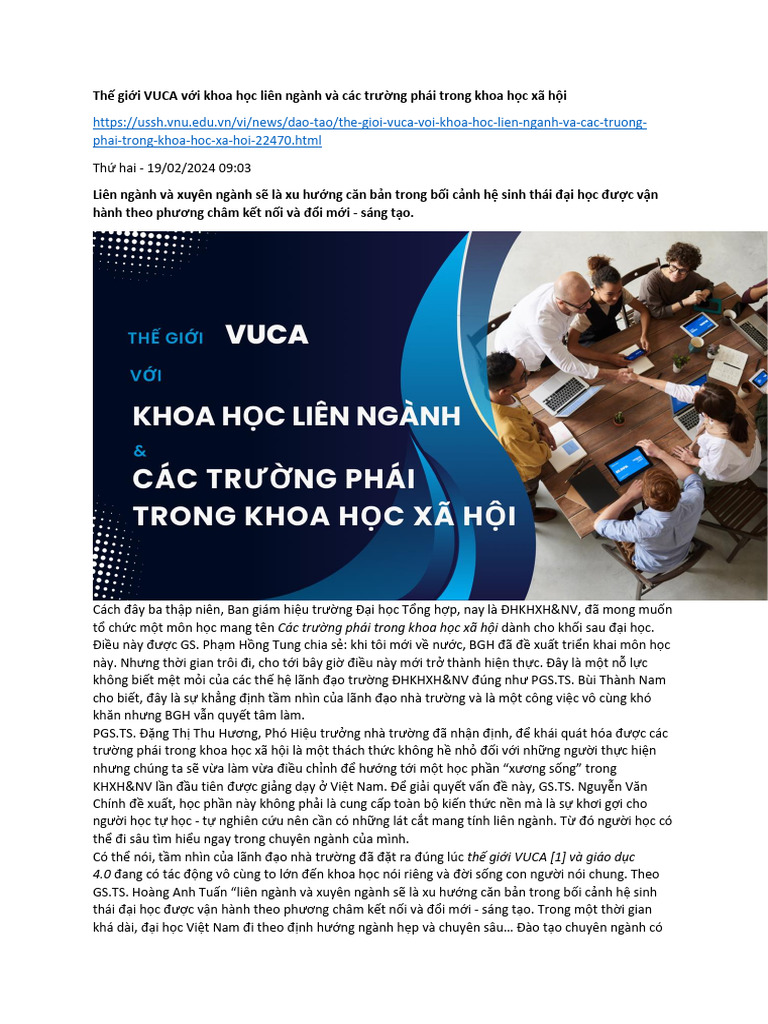 TH Gii VUCA VI Khoa HC Lien Nganh Va | PDF