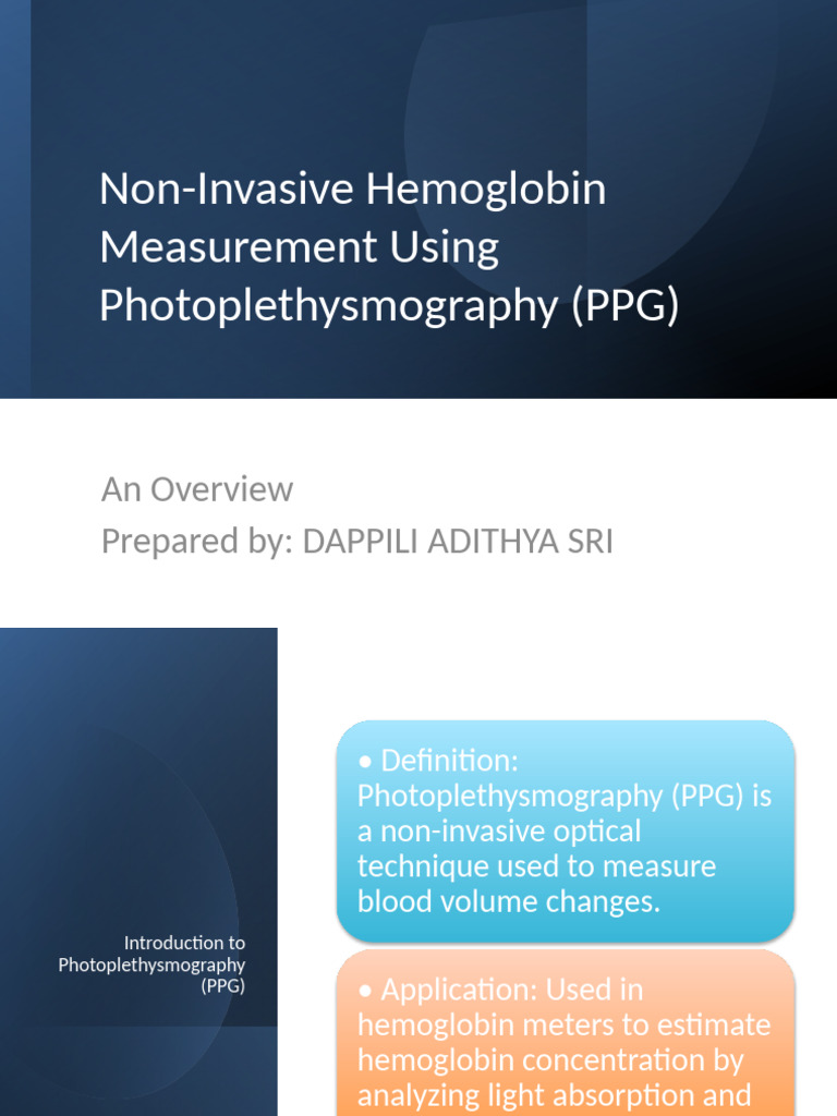 Non-Invasive Hemoglobin via PPG | PDF | Monitoring (Medicine) | Light ...