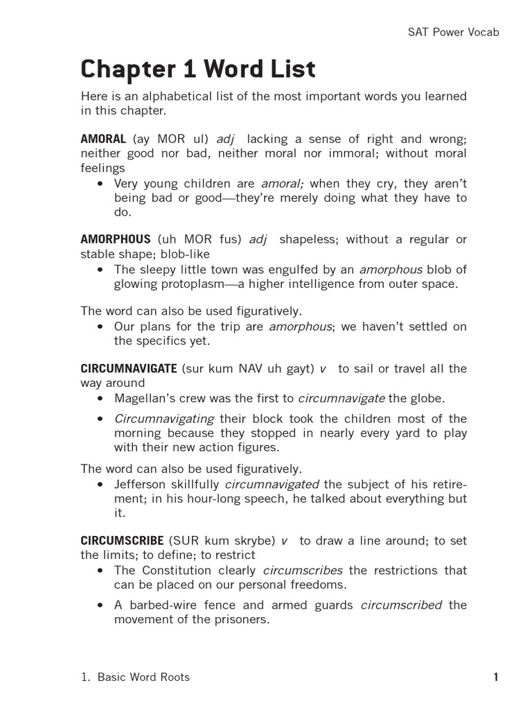 Chapter 1 Vocabulary List | PDF