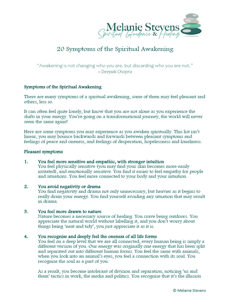 20 signs of spiritual awakening | PDF | Empathy | Psychology