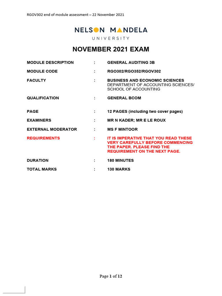 RGOV302 General Auditing Exam 2021 | PDF | Employment | Magnetic ...