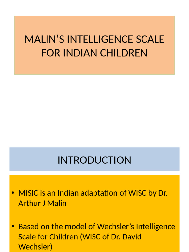 Malin's Intelligence Scale Overview | PDF