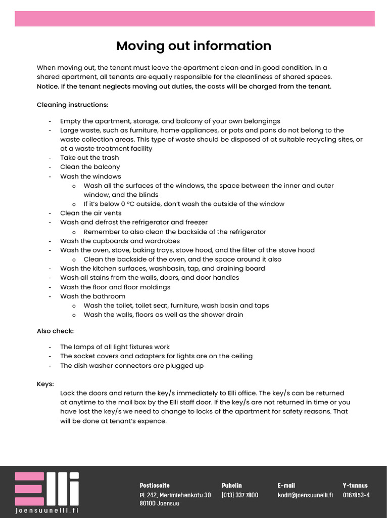 Moving Out Guidelines and Responsibilities | PDF