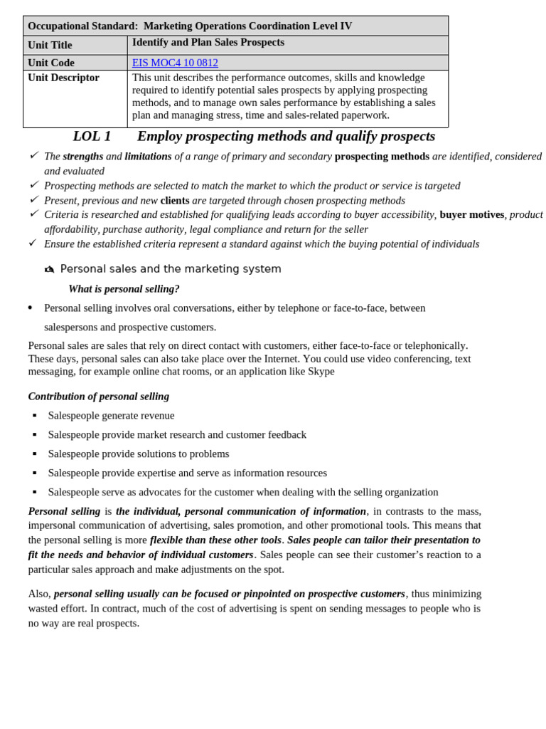 identify and sales plan | PDF | Sales | Business