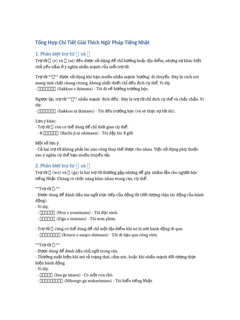 Tong Hop Ngu Phap Tieng Nhat Chi Tiet | PDF