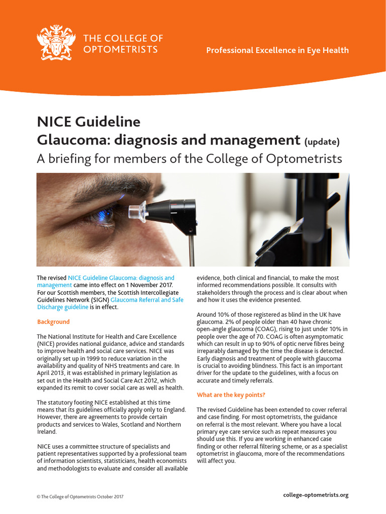 NICE Guidelines Glaucoma Member Briefing 1 | PDF | Glaucoma | Optometry