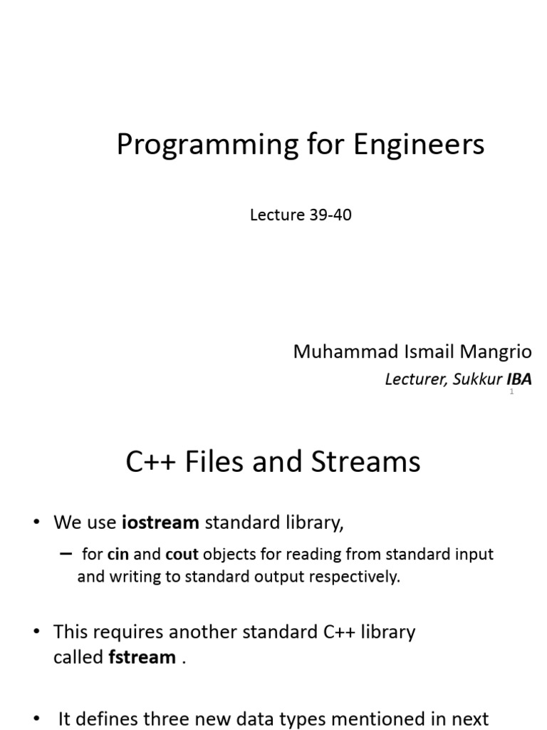 Ch6 - File Streaming PF Supporting Material | PDF | C++ | Computer Science