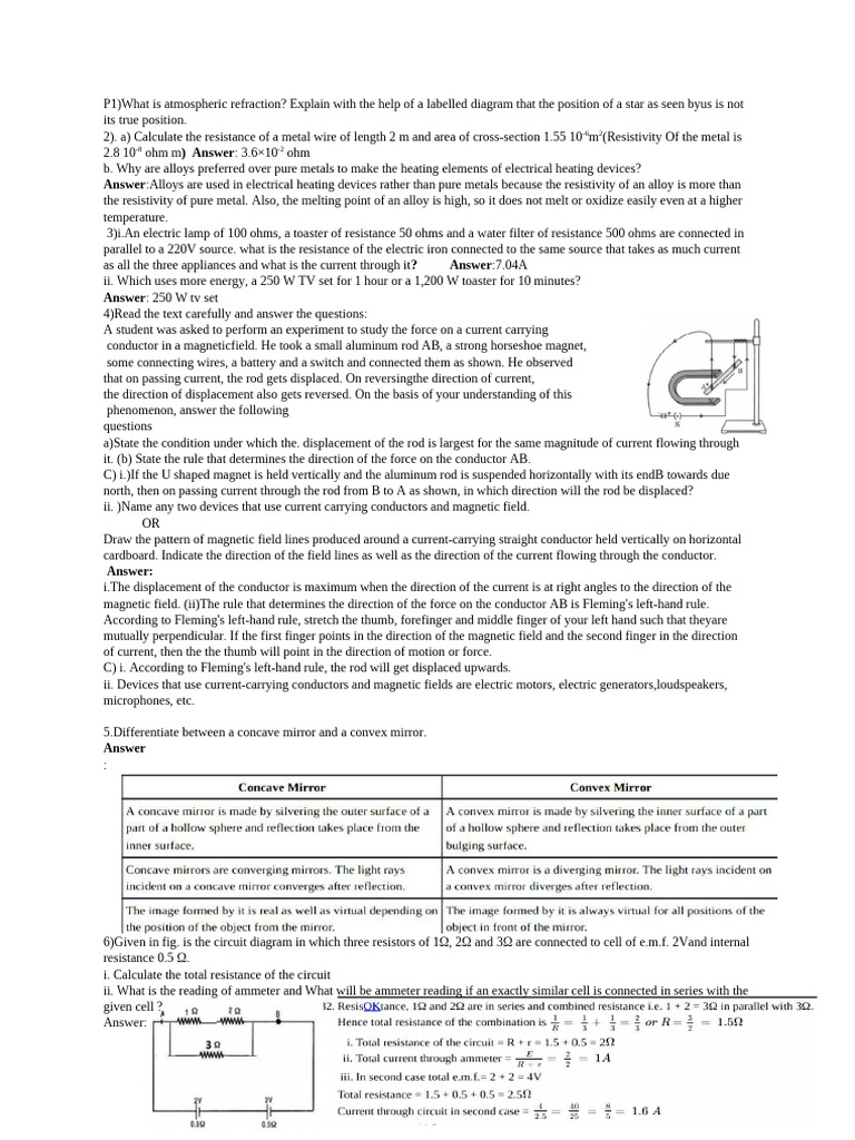 Cbse All Imp Questions | PDF | Electrical Resistance And Conductance ...