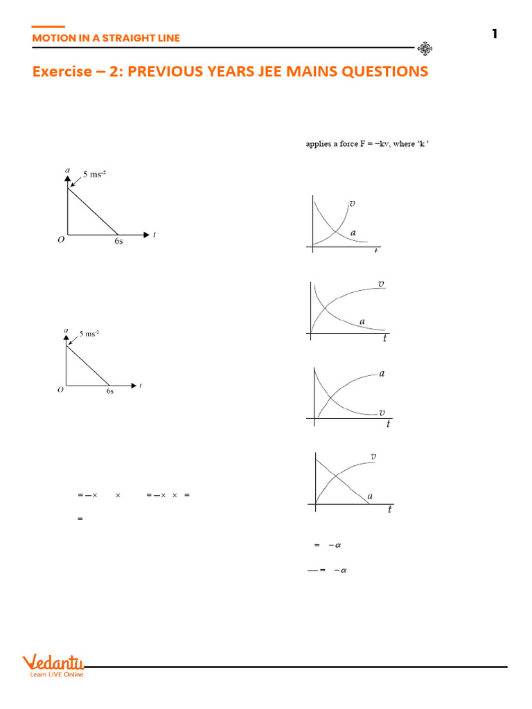 JEE-Motion in A Straight Line-Exercise-2-Solution | PDF | Acceleration ...