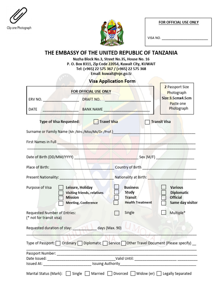 Visa_Application_Form_fillable | PDF | Travel Visa | Passport