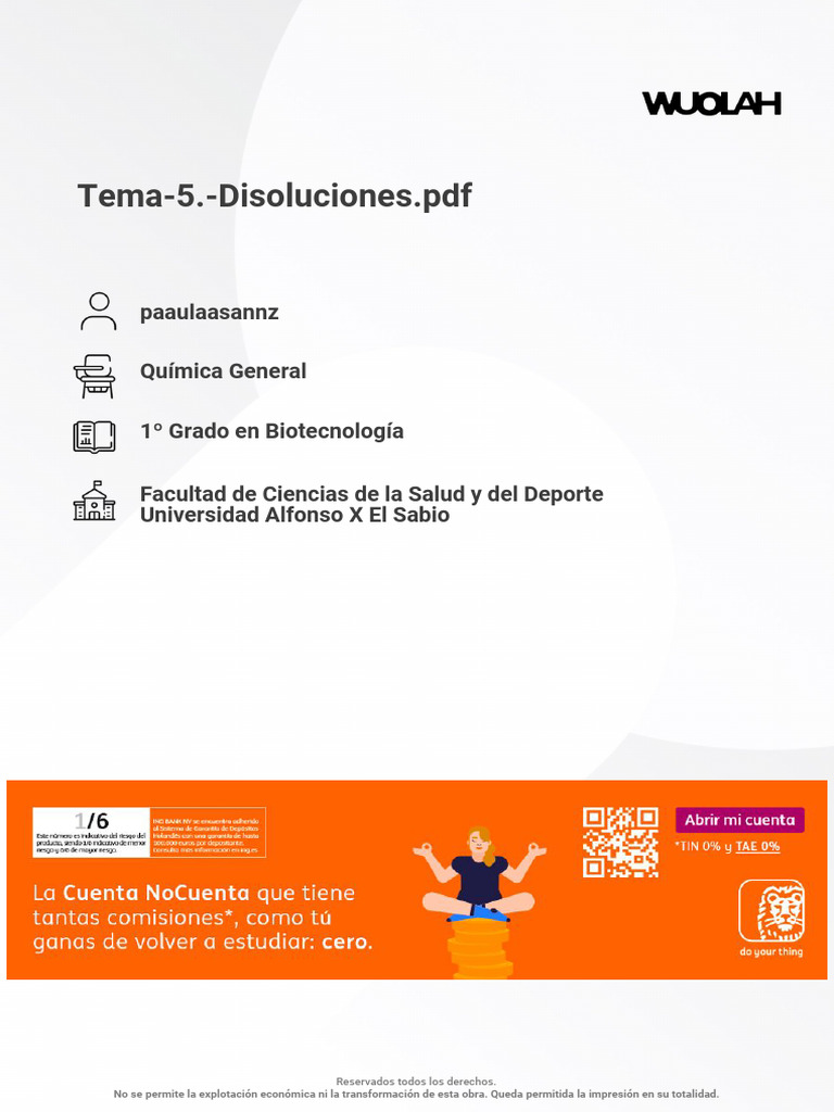 Wuolah Free Tema 5. Disoluciones | PDF | Solubilidad | Concentración