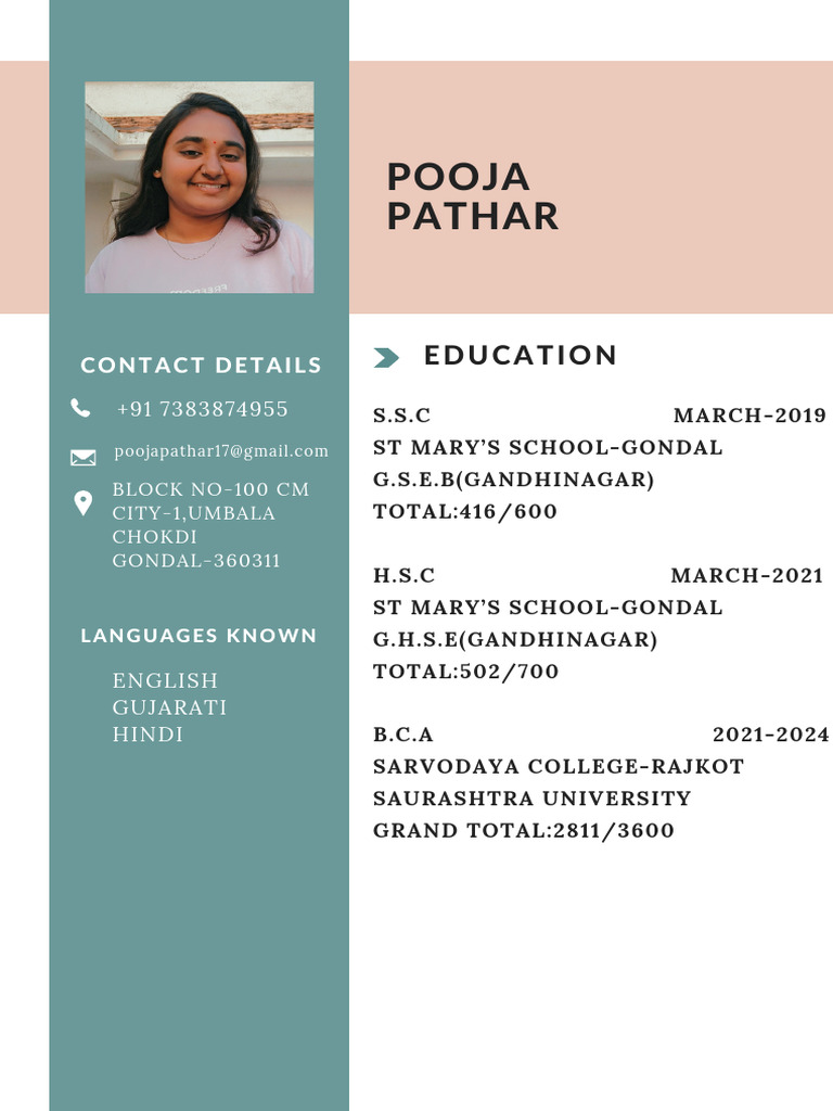 Resume Pooja Pathar | PDF