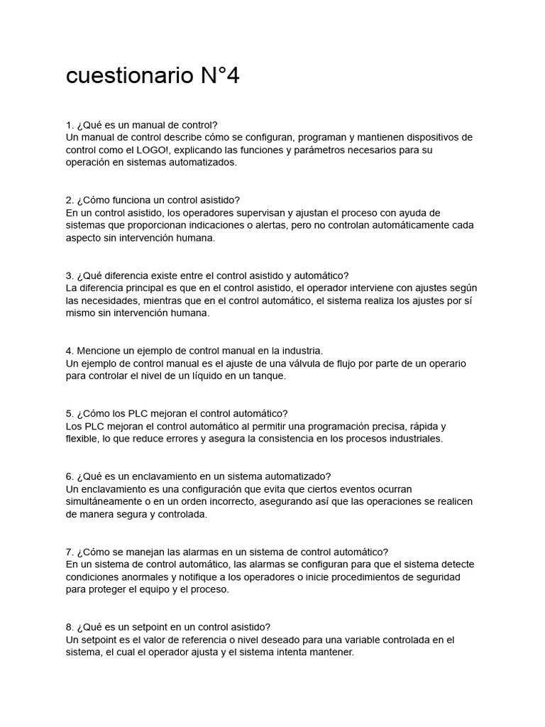 Cuest 4 | PDF | Sistema de control | Informática