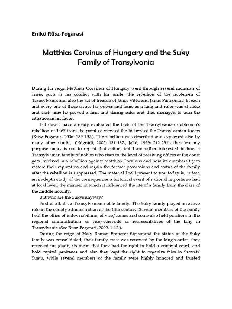 Matthias Corvinus of Hungary and The Su | PDF | Hungary