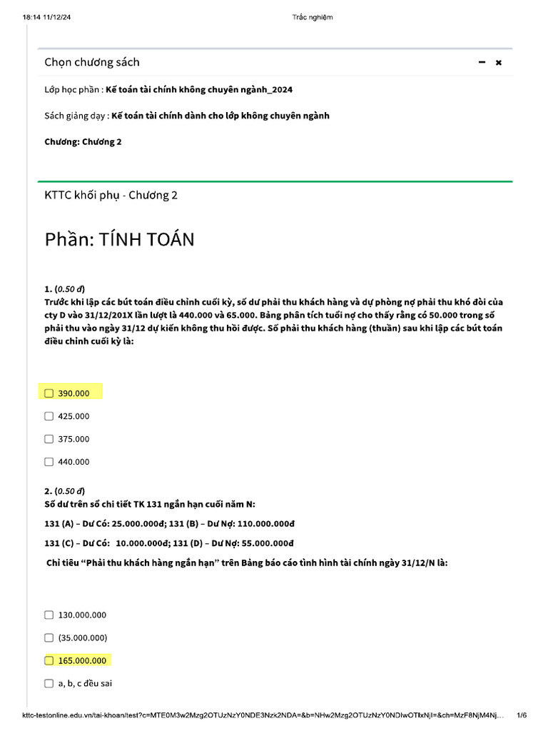 10.chương 2 KTTC BT Sách Đáp Án | PDF