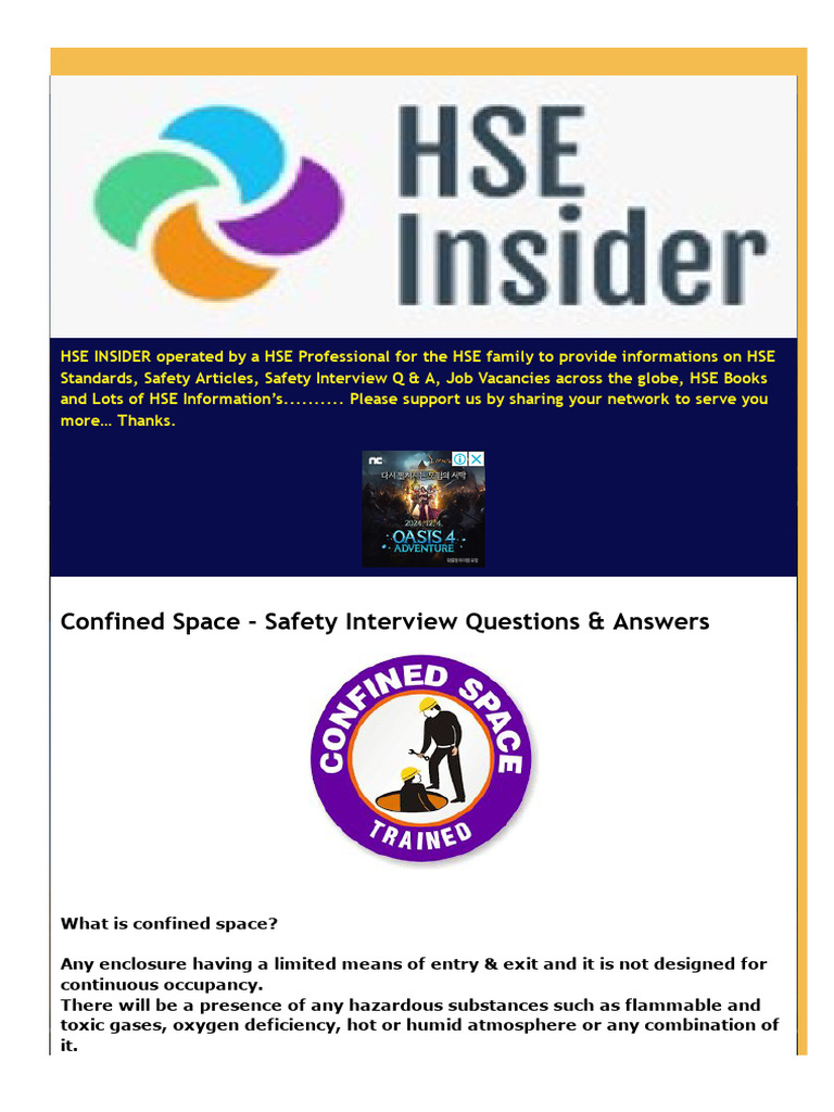 Confined Space Safety Interview - HTML - M 1 | PDF | Occupational Safety And Health | Safety
