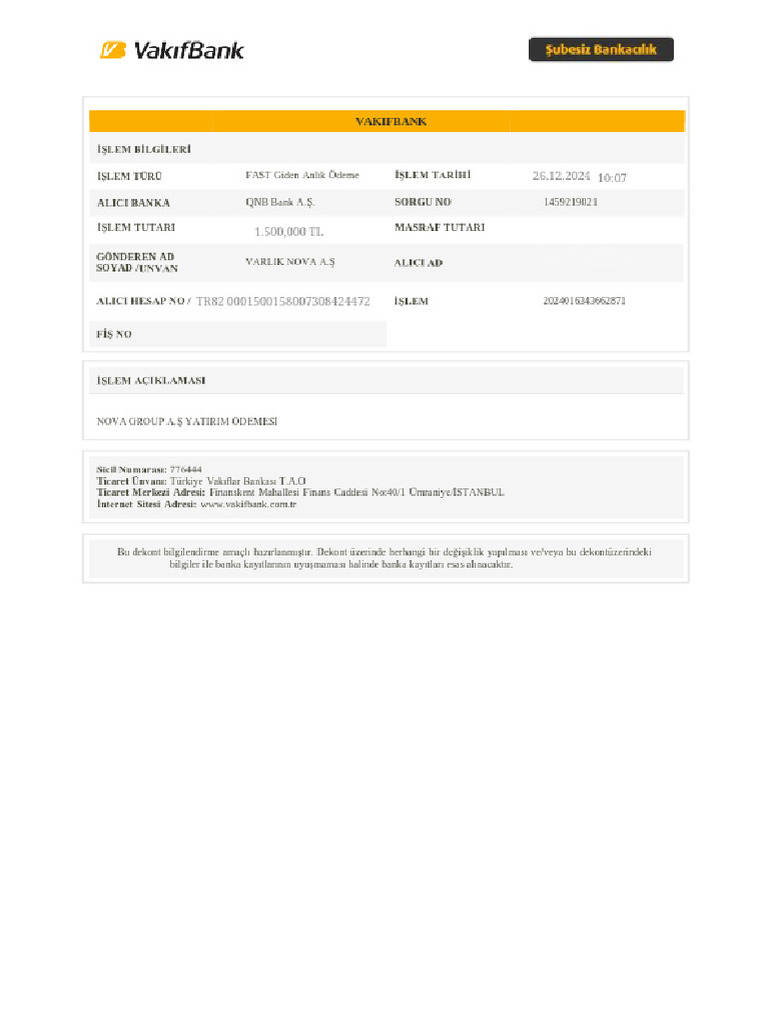 Vakıfbank Dekont | PDF