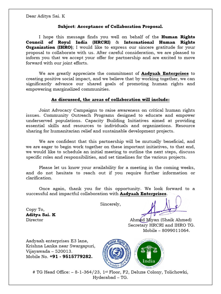 Collabration Letter | PDF