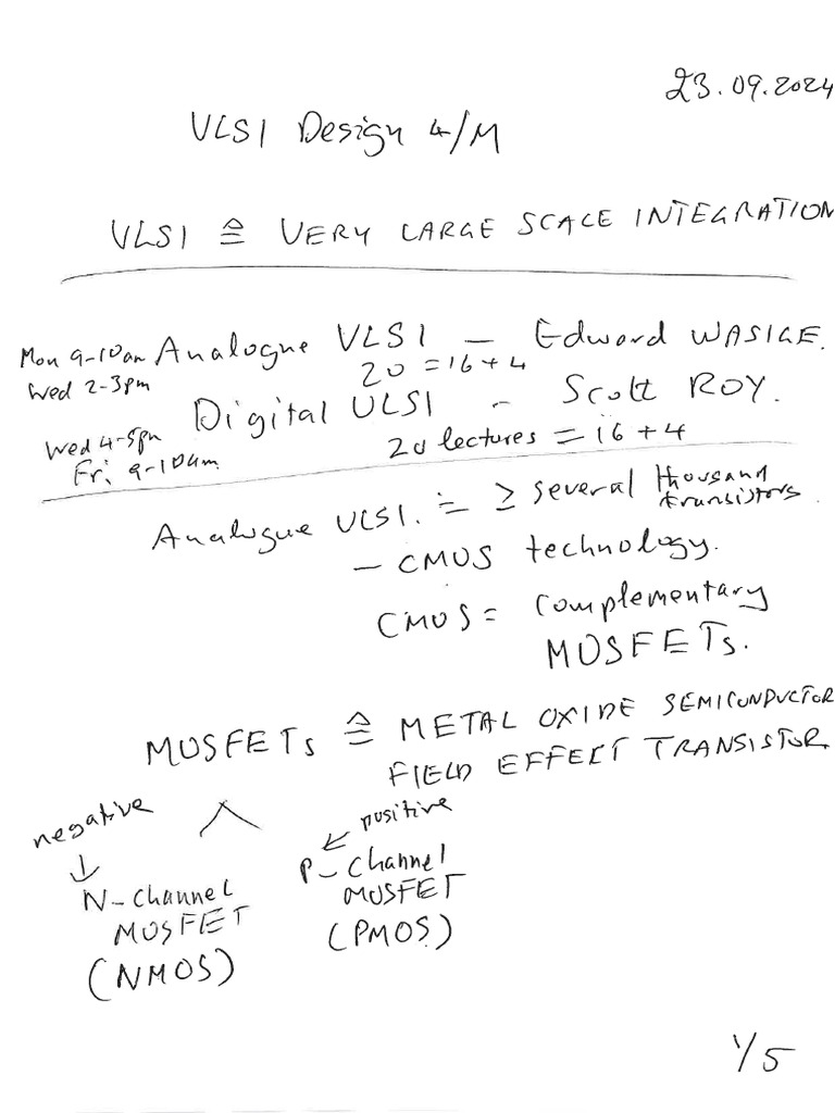2024 VLSI Lecturer Scribbles Wks 1-2 | PDF