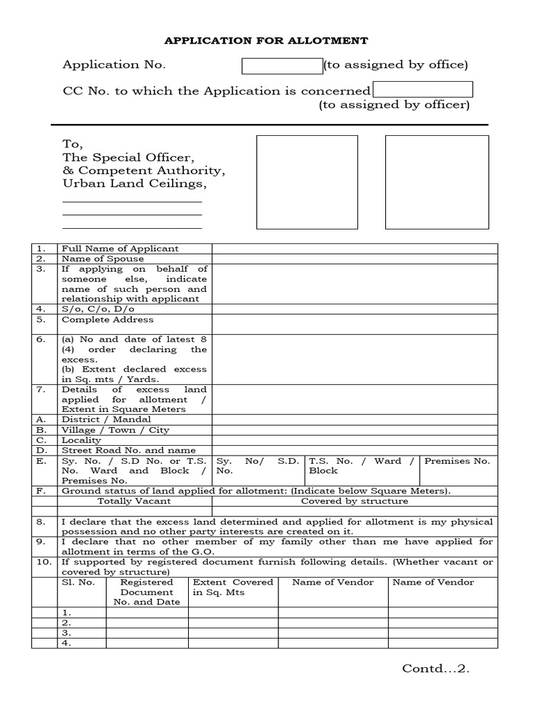 Application For Allotment | PDF | Cheque