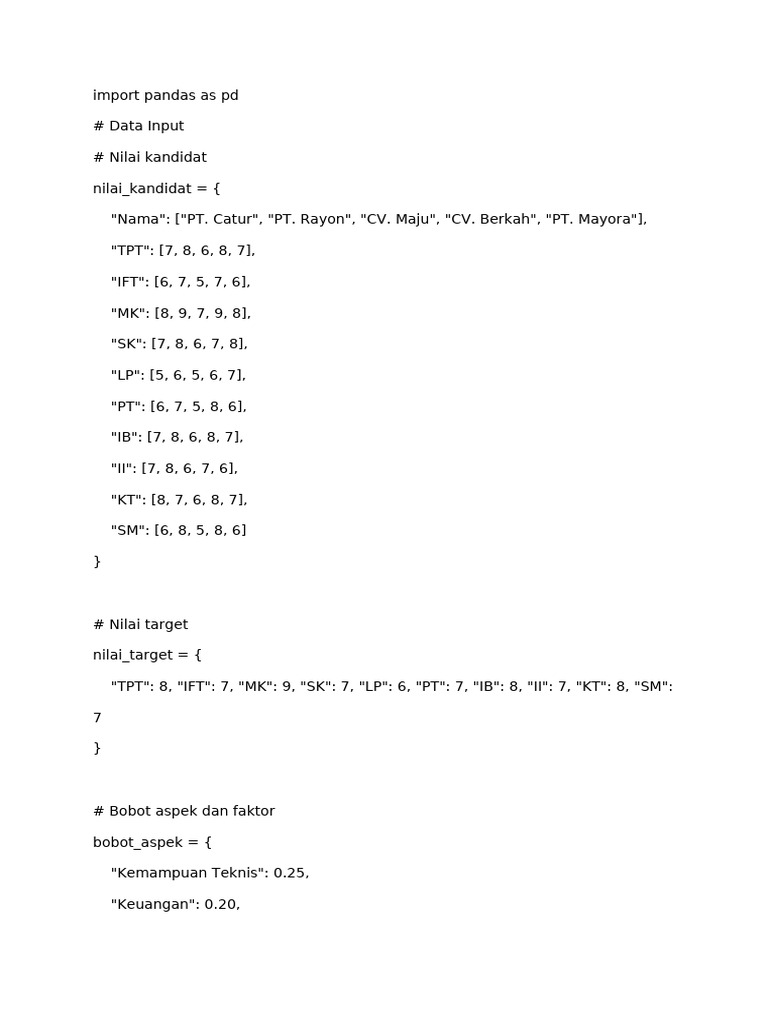 Coding UTS Sistem Pengambilan Keputusan - Ratrie Lara Ditha | PDF