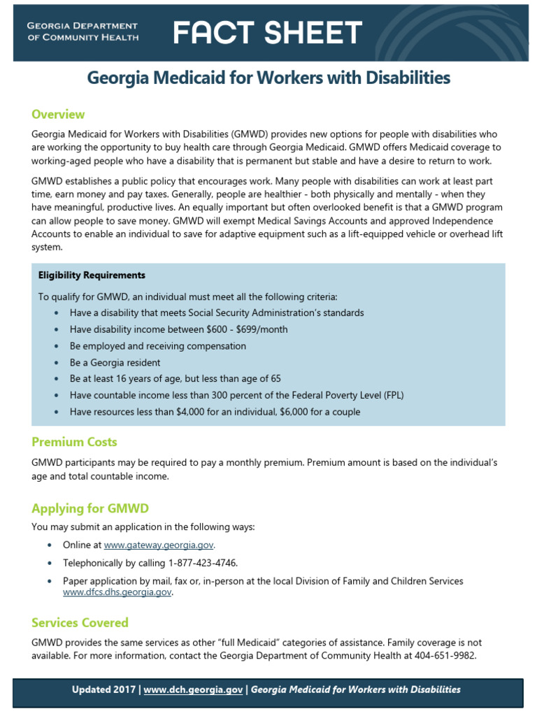 Medicaid For Workers With Disabilities | PDF
